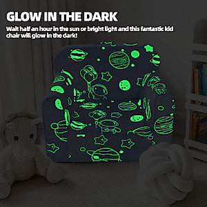 MeMoreCool Plush Toddler Chair Comfy Kids Armchair, Soft Foam Child Chair for Reading, Cozy Plush Chair for Toddlers 1-3, Glow Sofa Couch Kids Chair with Armrest, Blue