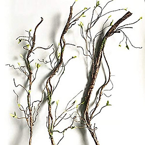 GWOKWAI 3Pcs Artificial Rattan, Real Touch Fake Faux Dead Branches, Simulation Dry Tree Vines for DIY Wreath Home Wall Garden Office Garden Decoration