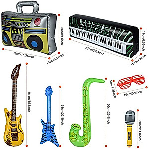 Pulchra Inflatable Instruments Set 22Pcs, Inflatable Guitar for Kids, Fun Musical Instruments Accessories Inflatable Props for Birthday Party Favors Decoration Photo Booth, with Air Pump