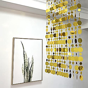 FUNWEKA 20Pcs Sequin Beaded Curtains for Doorways Party Streamers Wedding Home Decorations Kids Bedroom Girls Wall Panel Backdrop, Window Door Curtains Bubble Beaded Curtain (Gold)