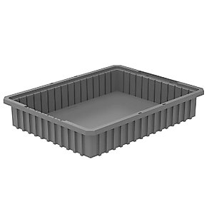 Akro-Mils 33224 Akro-Grid Plastic Slotted Dividable Modu Box Stackable Grid Storage Tote Container, (22-3/8-Inch L x 17-3/8-Inch W x 4-Inch H), (6 Pack), Gray