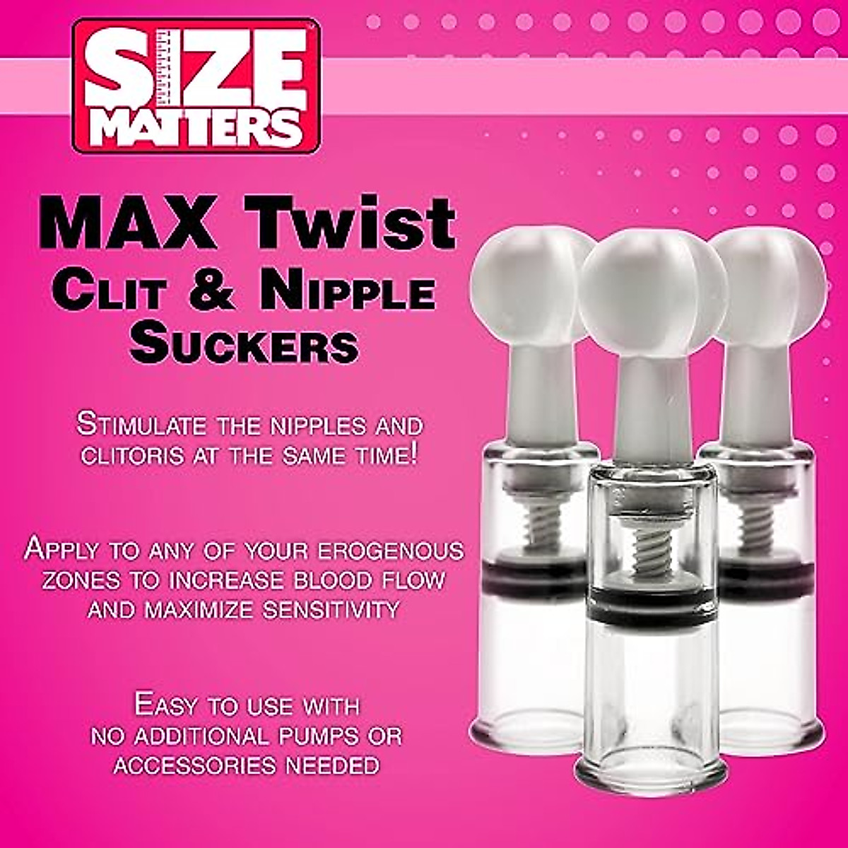 Size Matters Twist Up Nipple and Clitoris Suction Devices, Transparent, 3 Count (Pack of 1) (AC914)