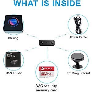 【Free 32G】 Smallest Wireless WiFi IP Camera,HD1080P Spy Camera,Pet Camera,Baby Monitor Camera for Video Recording Live Feed,Night Vision,Motion Detection,Cloud Storage for Security with iOS Android