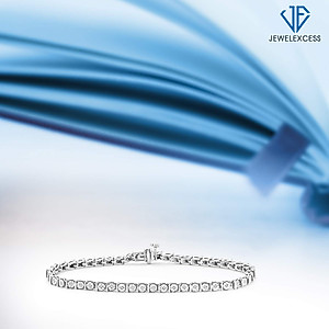 JEWELEXCESS Diamond Tennis Bracelets for Women – 1/4 Carat White Diamond Sterling Silver Bracelet – Hypoallergenic Diamond Tennis Bracelet Silver – Tennis Bracelets for Women Sterling Silver Bracelets