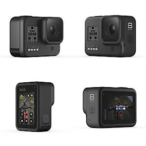 GoPro HERO8 Black Bundle - Includes HERO8 Black Camera, Shorty, Head Strap, 32GB SD Card, and 2 Rechargeable Batteries
