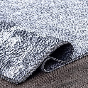 Rugshop Distressed Abstract Stain Resistant Flat Weave Eco Friendly Premium Recycled Machine Washable Area Rug 3'3"x5' Gray