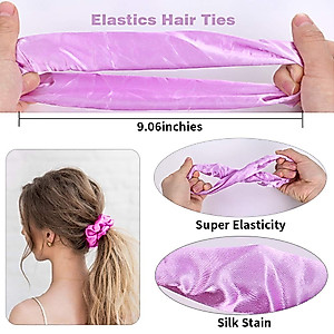 50 Satin Hair Scrunchies in Multiple Colors - Silk Accessories for Curly Hair, Teens and Girls - With Gift Bag