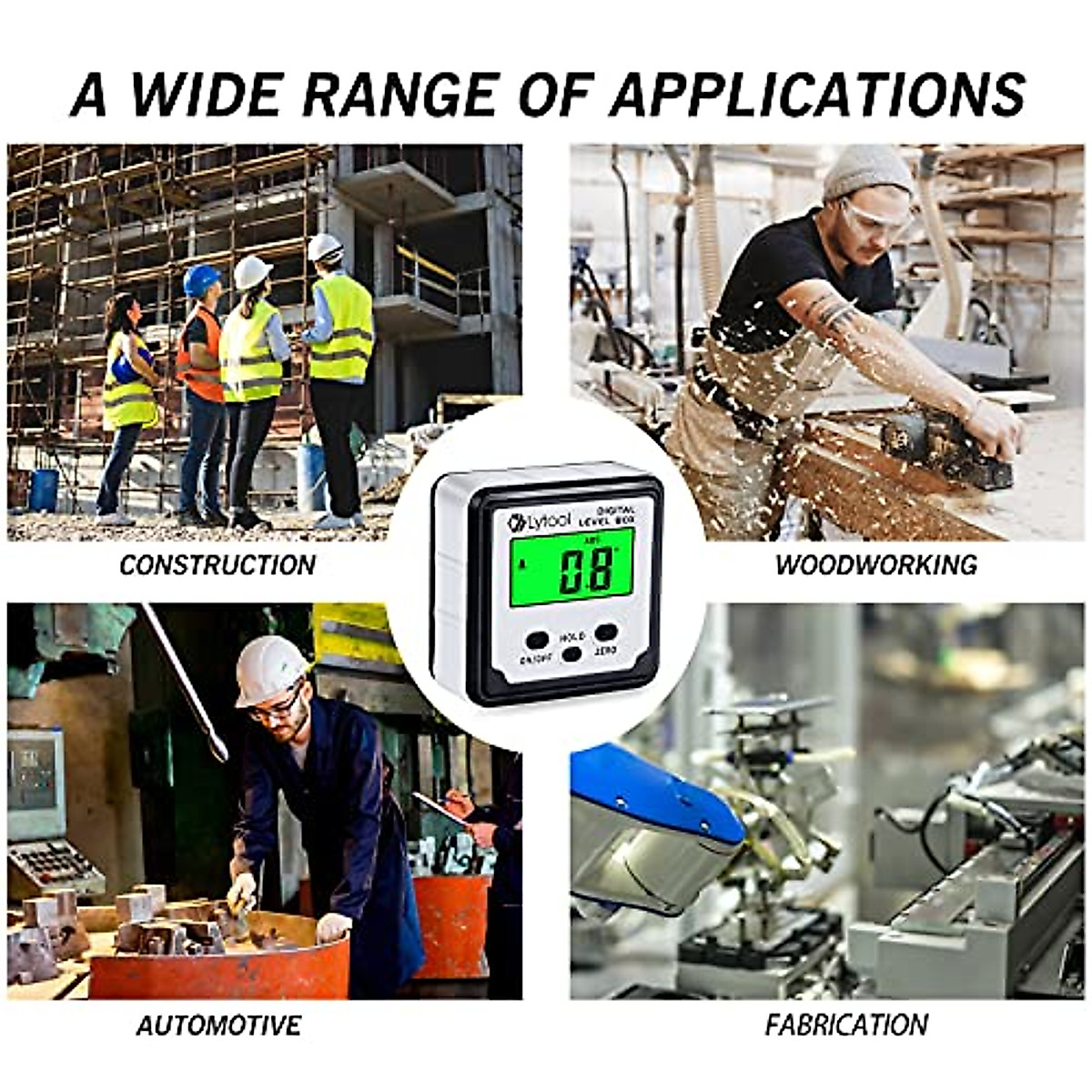 Digital Angle Finder Tool, Lytool Angle GaugeElectronic Level Tool with Bubble Level and Magnetic Base, Digital Inclinometer Angle Measuring Tool for Woodworking, Construction and Machinery