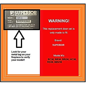 Superior Fireplace Replacement Doors (Black) | ONLY for Model Numbers BC36, BR36, BRI36, BBV36 | Verify Model Number On Metal Plate Inside Fireplace