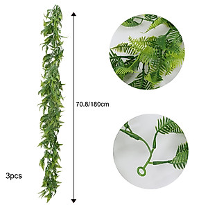 HUAESIN 3Pcs Artificial Eucalyptus Garland Faux Greenery Garland Fake Hanging Vines for Wall Wedding Table Centerpiece Backdrop Home Party Spring Decor 70.8inch