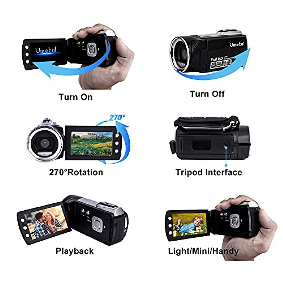 Video Camera for Kids Camcorder Digital YouTube Vlogging Camera Recorder 1080P 30FPS 36MP 2.7 Inch 270 Degree Rotation Screen 8X Digital Zoom Vlog Camera Digital for Kids Teens Beginners Elderly