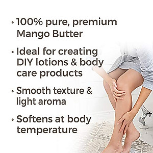 Plant Therapy Organic Mango Butter Raw, USDA Certified, 16 oz Jar For Body, Face & Hair 100% Pure, Natural Moisturizer For Dry, Cracked Skin, & DIY