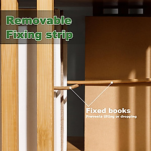 YOWOS Rotating Bookshelf Tower, 360 Display Spinning Bookshelf, Bamboo Bookshelf Floor Standing Storage Rack, Wood Narrow Book Shelf Organizer for Kids&Adults, Walnut 5 Tier