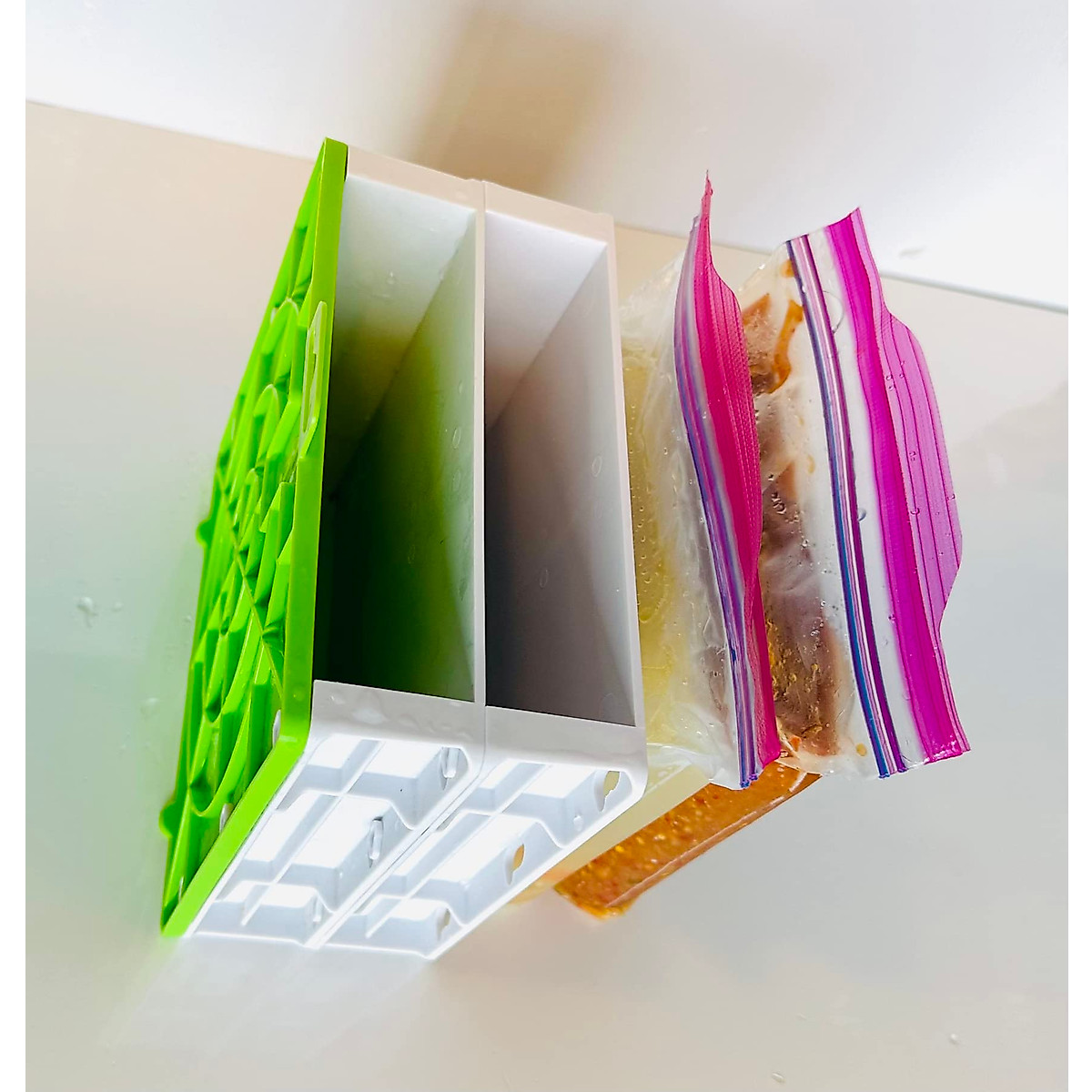 FreezeStax 2-Quart Expandable Base Starter Set. 6-9 Cup Total Set Capacity. Includes 2 individual 1-Qt Expanders for 1-Qt (3-4 Cup) Freezer Bags.