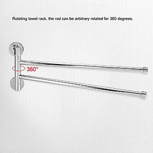 Cyrank Swivel Towel Rack, Kitchen Swivel Towel Bar 2/3 Arm Wall Mounted Hand Towel Rack Swing Out Rotating Towel Holder for Bathroom(2 Arms)