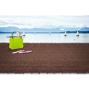 House, Home and More Indoor Outdoor Double-Ribbed Carpet with Skid-Resistant Rubber Backing - Bittersweet Brown - 6 Feet X 20 Feet