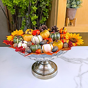 68 Pcs Assorted Mini Artificial Pumpkins with Maple Leaves Pinecones Acorns Sunflowers Berries Fall Decorating Kit for Fall Wedding Thanksgiving Halloween Table Centerpiece Wreaths Vase Bowl Fillers