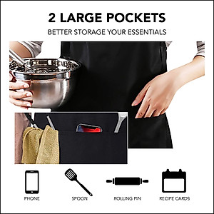 Ihopes Funny Black Apron for Women Men - I'll Feed All You - Cute Kitchen Chef Apron with 2 Pockets and Adjustable Neck Strap - Perfect Gifts for Birthday/Christmas/Thanksgiving