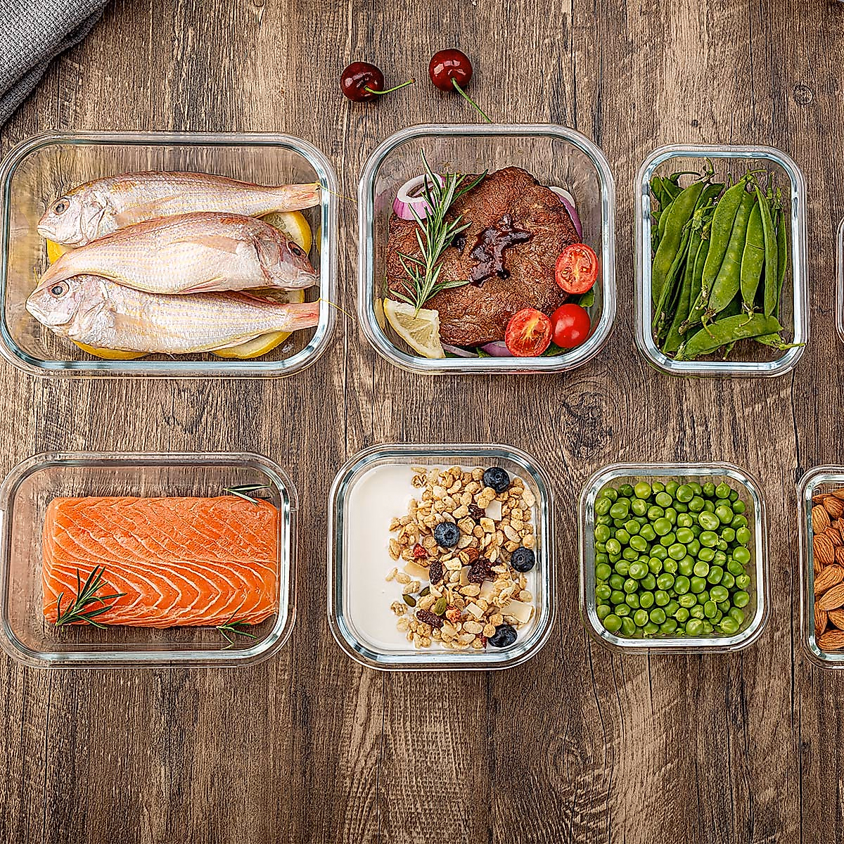 8 Pack Glass Food Storage Containers, Airtight Meal Prep Containers with Lids BPA Free, Stackable & Leak Proof Boxes for Lunch, Freezer to Microwave Oven Safe (8 Lids + 8 Bowls)
