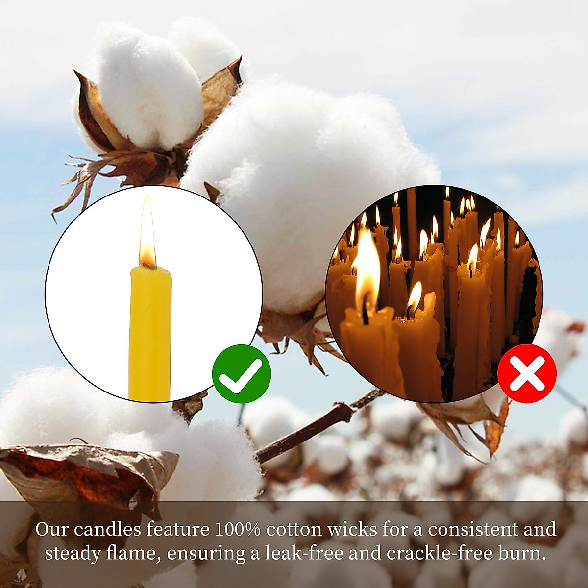 Kunrsug Beeswax Candles, No-Drip, Smoke-Less, 50 Pack Beeswax Taper Candles Church Prayers, Decorations, Birthday Celebrations, Each Candle Measures 6.3" in Height and Has A Diameter of 0.2"