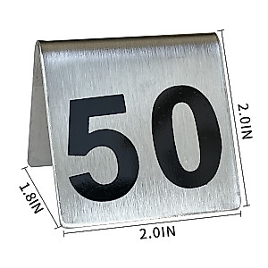 1-50 Stainless Steel Number Tent Table Number for Restaurants Cafes Bars 2"x2"