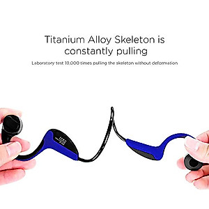 Vibez Bone Conduction Headphones Portable Open Ear Headset Wireless Bluetooth 5.0 Connectivity Sweat Resistant Sports Earphones with Microphone Volume Control for Running Hiking Driving Bicycling Blue