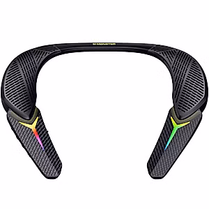 Monster Stinger Neck Speaker, Neckband Bluetooth Speaker with 10H Playtime, True 3D Stereo Sound, Low Latency, RGB Lights, Built-in Mic, Wireless Wearable Speaker for Gaming Movies Music, Lightweight