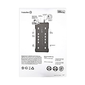 TrickleStar TS1205 12-Outlet PRO Series Surge Protector with 2 USB Charging Ports 3420 Joules, Ceramic, Fireproof/Surge Protection