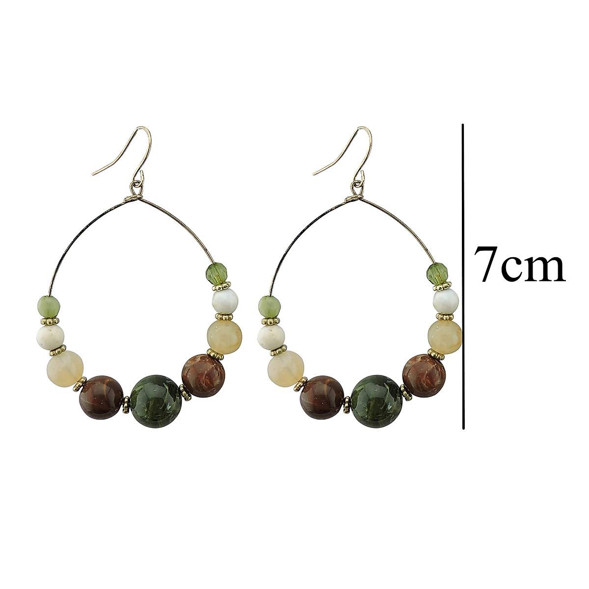 Coiris 4 Pairs Earring Set for Women Olive Green Fringe Dangle Pendant Earrings/Hoop Beaded Earrings (ES1007)