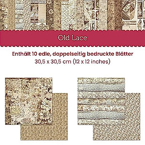 Stamperia SBBL32 Paper Pad 10 Sheets Double Sided Antique Tips, 30.5 x 30.5 (12" x 12"), Multicolored