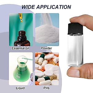 Sunrisesu 20PCS 10ml Clear Glass Vials with Screw Caps, Leak-Proof Black Screw Cap with PE Liners for Essential Oil, Reagent, Seeds Small Liquid Sample Vial