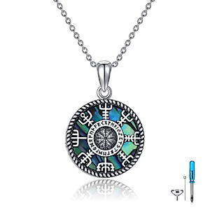 CUPENDA Viking Compass Urn Necklaces for Ashes Sterling Silver Norse Vegvisir Pendant Cremation Jewelry for Ashes Memorial Gift for Women Men