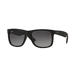 Ray-Ban RB4165 Justin Sunglasses + Vision Group Accessories Bundle (Rubber Black/Light Grey Gradient Grey Polarized (622/T3),55) unisex-adult