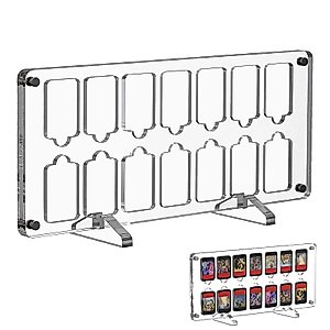 GEEKRIA Game Card Case Compatible with Nintendo Switch 14 Cartridge Slots Holder Protective Shockproof Display Cabinet Game Card Case Transparent Acrylic Game Storage Box Compatible Switch NS NX