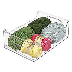iDesign Plastic Pantry and Kitchen Storage, Freezer and Fridge Organizer Bin with Easy Grip Handles – 10” x 5” x 14”, Clear