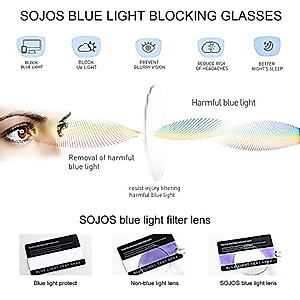 SOJOS Cat Eye Blue Light Blocking Glasses for Woman Hipster Metal Frame Womens Eyeglasses She Young SJ5027, Blue&Silver Frame/Anti-Blue Light Lens