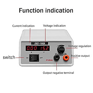 JOOY-TASK Adjustable DC Power Supply Variable Output &Lab Small Bench Power Supply (1.5~15V,2A) -(Input Voltage 90V~253V AC)