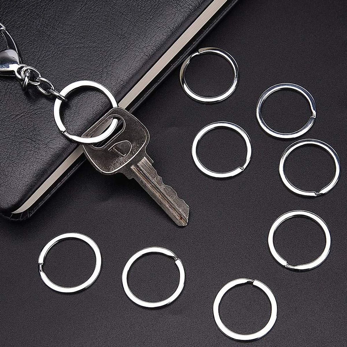 KINGFOREST 100PCS Flat Key Rings 1 Inch, Metal Keychain Rings Split Keyrings Flat Ring for Home Car Office Keys Attachment