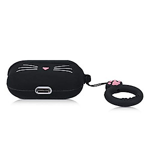 kwmobile Silicone Case Compatible with Apple AirPods Pro - Case Soft Cover - Cat Black/White