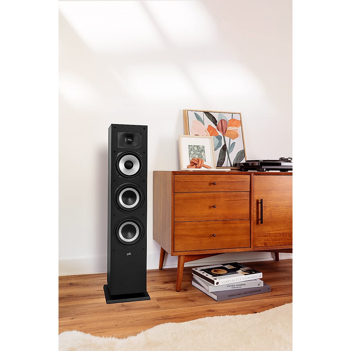 Polk Monitor XT60 Tower Speaker - Hi-Res Audio Certified, Dolby Atmos, DTS:X & Auro 3D Compatible, 1" Tweeter, 6.5" Dynamically Balanced Woofer, (2) 6.5" Passive Radiators (Single, Midnight Black)