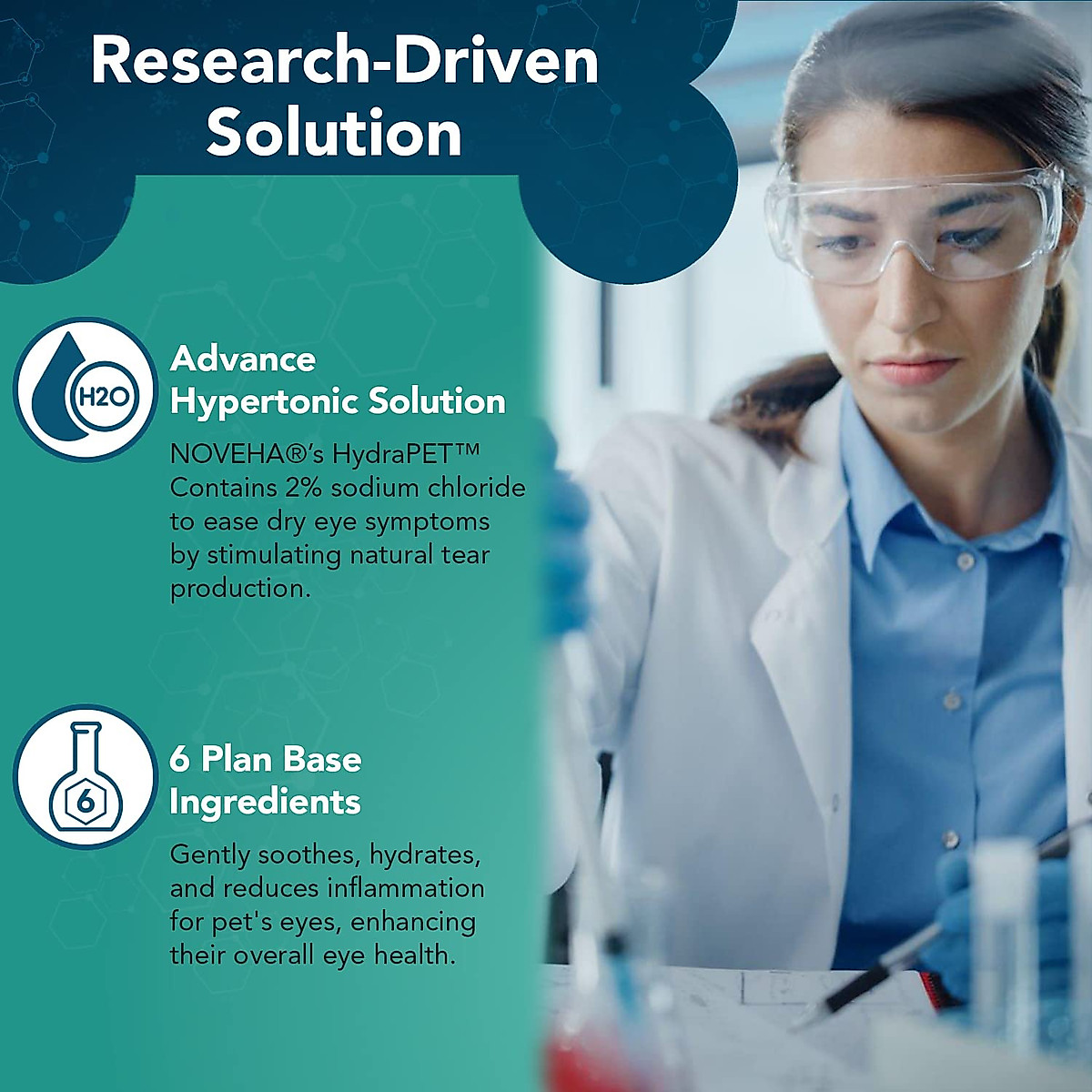 NOVEHA HydraPet™ Pink Eye Drops for Dogs & Cats | Lubricating Artificial Tears with 2% Sodium Chloride, Relieves Corneal Edema & Pets Dry Eye Syndrome, Irritated Animal Eyes - 10mL (Pack of 2)