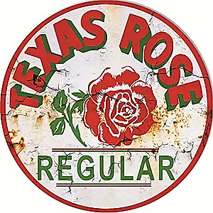 Vintage Antique Style Metal Sign Texas Rose Regular Home Kitchen Coffee Office Art Bar Round Tin Sign 12x12 in Wall Decoration LM