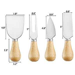 Fasmov 8 Pieces Cheese Knives Set with Acacia Wood Handle, Stainless Steel Mini Cheese Knife Set for Charcuterie and Cheese spread, 2 Cheese Knife, 2 Cheese Shaver, 2 Cheese Spreader, 2 Cheese Fork