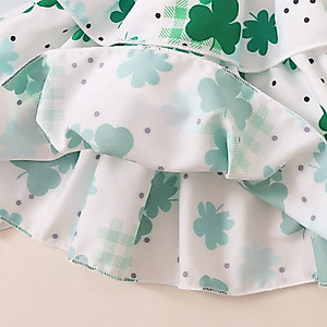Toddler Baby Girl St. Patrick's Day Dress Strap Sleeveless Lucky Clover Print Layered Dresses Skirt Outfits Shamrocks A 18-24 Months