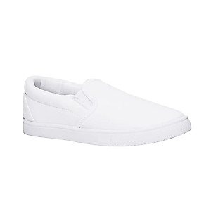 FabKids Kids Sneakers Boys Girls White Canvas Shoes Slip On Low Top Footwear for Little Kids Size 1