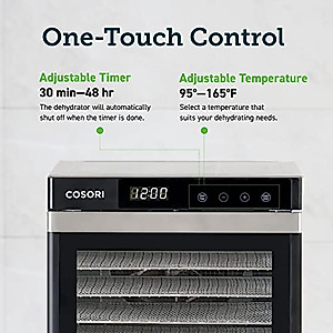 COSORI Food Dehydrator Machine(50 Recipes),6 Stainless Steel Trays with Digital Timer and Temperature Control& Food Dehydrator Fruit Roll Sheets for Jerky, Meat, Beef, Fruit, Vegetable,BPA-Free, 2pack
