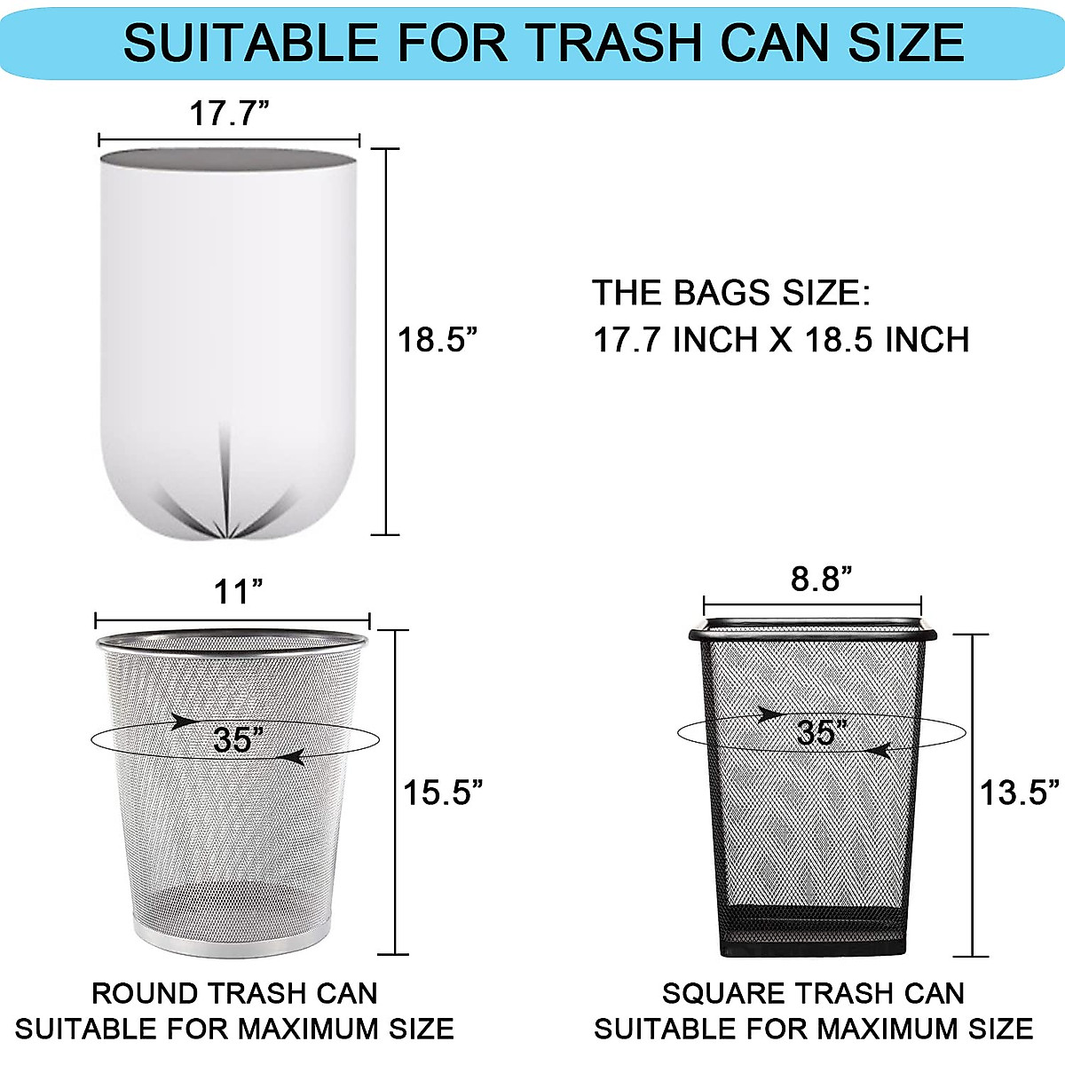 2 Gallon Small Trash Bags, Clear, 150 Counts/ 3 Rolls