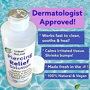 Urban ReLeaf Piercing Relief Solution ! Safely Clean, Soothe & Gently Heal New, Irritated and Keloid Piercings. 100% Natural Sea Salt, Tea Tree, Rosemary