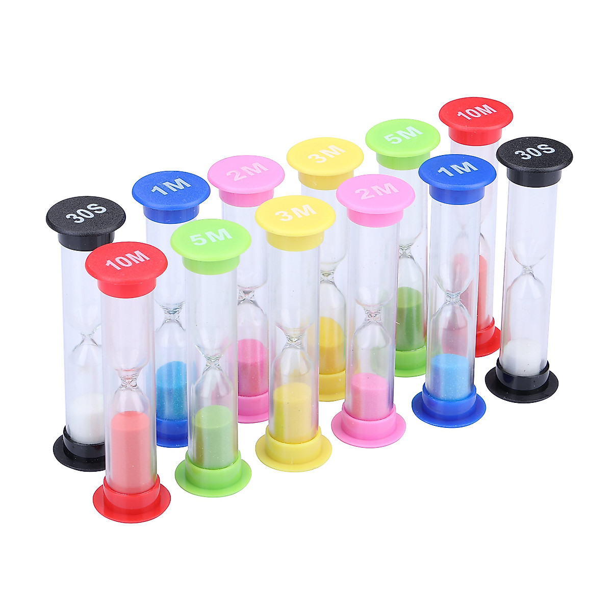 I-MART Plastic Sand Timer Sandglass Hourglass Sand Clock Timer 30 sec, 1 min, 2 mins, 3 mins, 5 mins, 10 mins (Pack of 6)