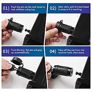 METOWARE Heavy Duty Trailer Hitch Pin Lock, 1/2" Diameter Lock Pin with 5/8" Adaptor, 8 Rubber O-Rings, Fits 2" Receiver Tubes, Class I-V Receivers (1 Pack)